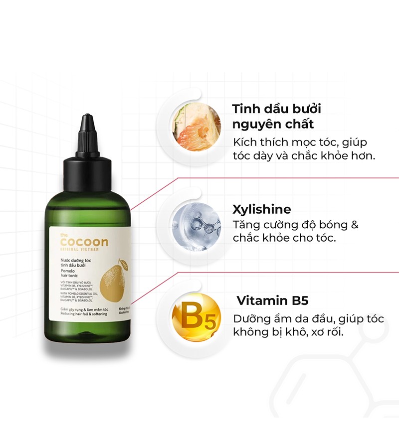 Nước dưỡng tóc tinh dầu bưởi COCOON Pomelo Hair Tonic 140ml