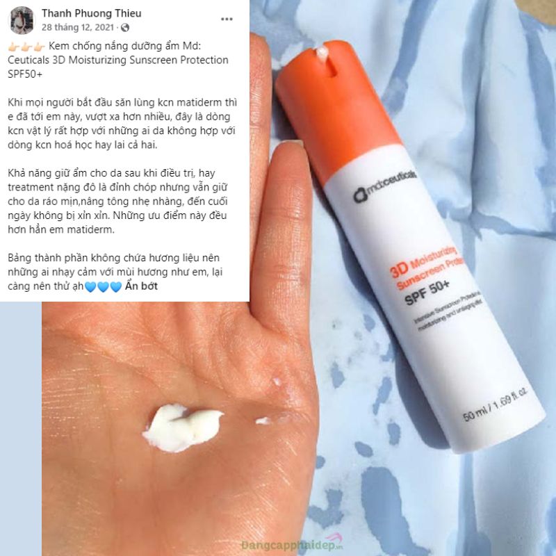 Kem chống nắng Md Ceuticals 3D Moisturizing SPF 50+ dưỡng ẩm bảo vệ da sau laser